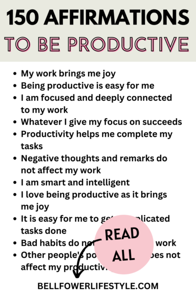 150 Positive Affirmations to be productive Everyday